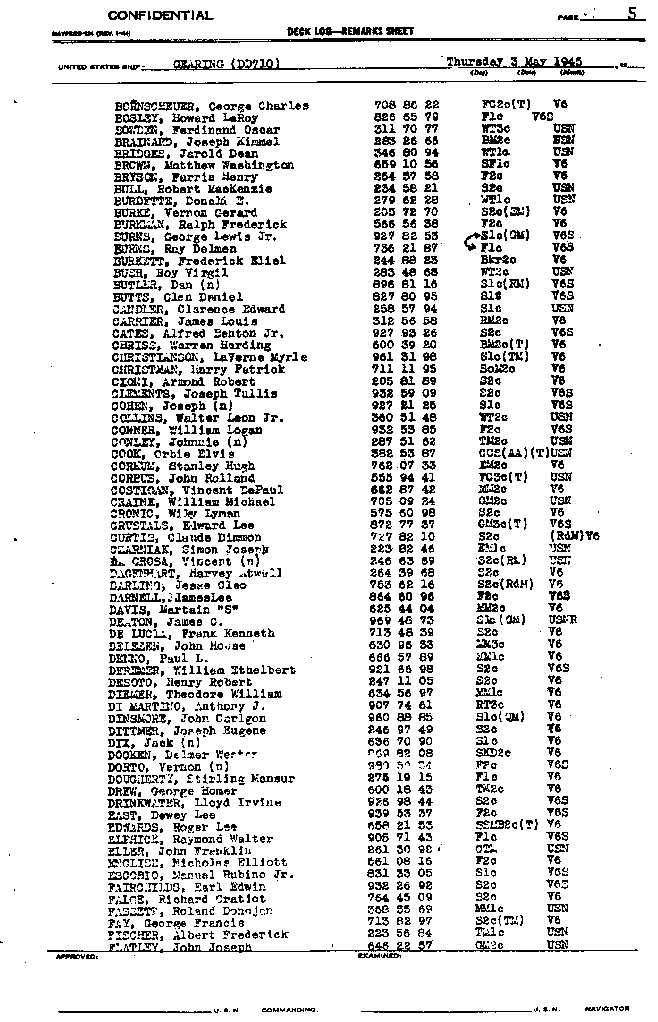Commissioning deck log page 1